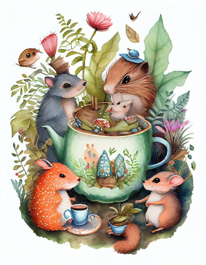 Enchanted Animal Tea Party in a Magical Garden, Made with Generative AI ...