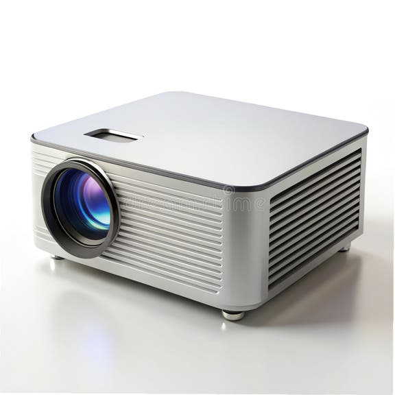 Compact White Projector with Rounded Corners and Legs Stock Image ...