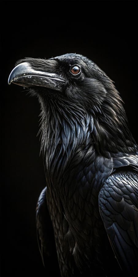 Wild Raven in a Studio with Dark Lighting Stock Illustration ...