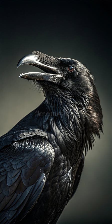 Wild Raven in a Studio with Dark Lighting Stock Illustration ...