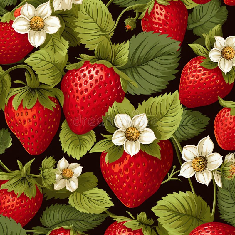 Wild Strawberry Pattern Background, Design Seamless Pattern, for ...