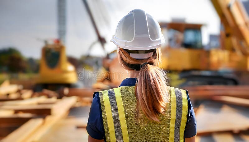 A Woman Construction Worker Supervising the Process of the Work. Stock ...