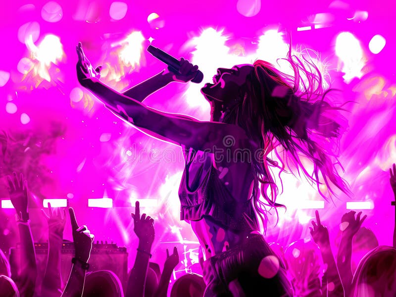 AI-Generated Image of a Woman Singing on Stage in Front of a Crowd of ...