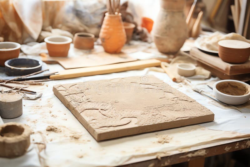 Workshop Producing Clay Tablets and Pottery Illustration Photo Stock ...