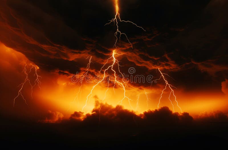 The Wrath of God. Lightning in the Sky Stock Illustration ...
