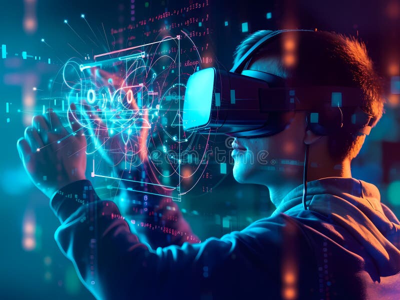 AI-Generated Image of Young Engaging in Advanced VR Interface Stock ...