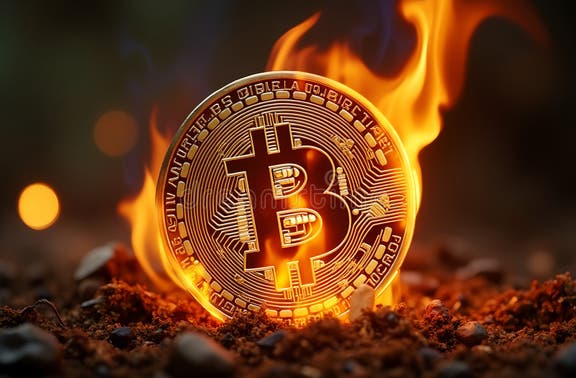 AI Generated Images of a Bitcoin on Fire Stock Illustration ...