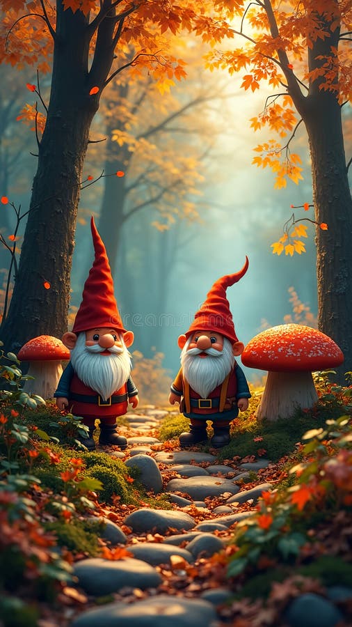 AI Generated Images of a Fairytail Autumn Forest Stock Illustration ...