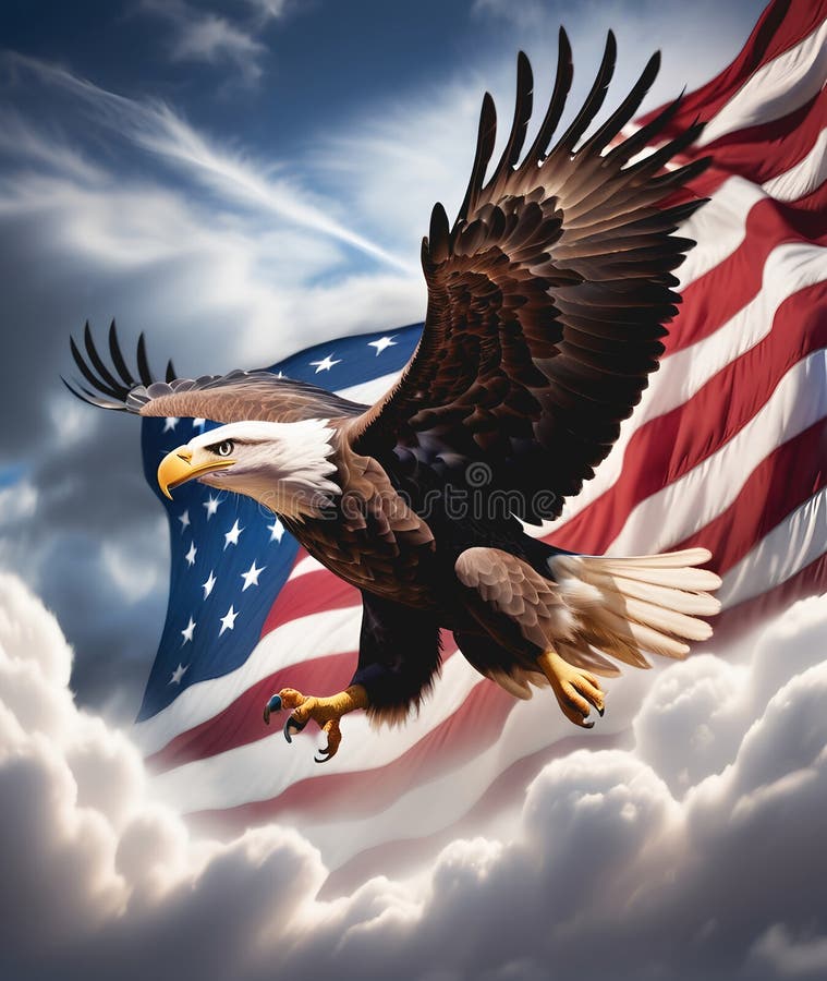 AI Generated Images of a Flying Eagle and the American Flag. 4th of ...