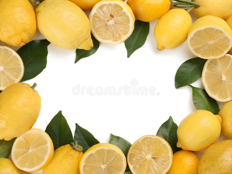 A Collection of Lemons Forms a Frame Stock Image - Image of fruit ...