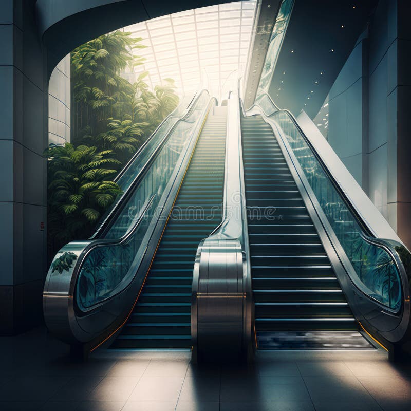 Ai Generated Images Low Angle View of View of Escalator Stock ...