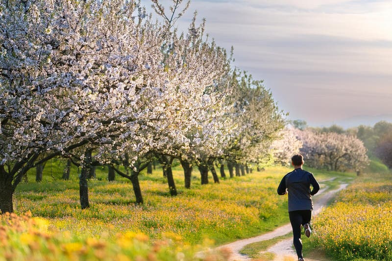 A man jogging in a park stock illustration. Illustration of natural ...
