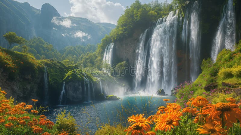 Infinity Falls Daytime Majesty. Clear Skies with Bright Sunlight, the ...