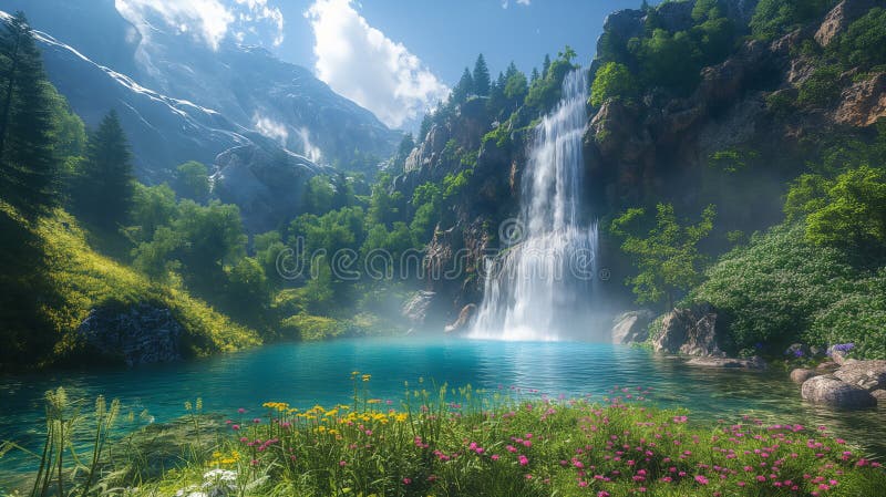Infinity Falls Daytime Majesty. Clear Skies with Bright Sunlight, the ...