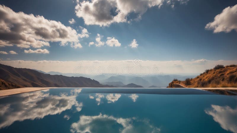 Infinity Pool Perched on a Cliff Over Clouds. Stock Image - Image of ...