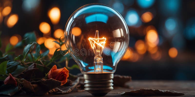 Inspiration Concept with Light Bulb Illuminating Ideas in Evening ... Inspiration Concept with Light Bulb Illuminating Ideas in Evening ...