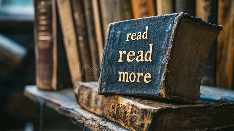 AI Generated. Inspirational Read More Sign on an Old, Worn Book Stock ...