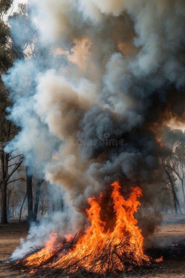 Intense Forest Fire with Flames and Smoke. Stock Illustration ...