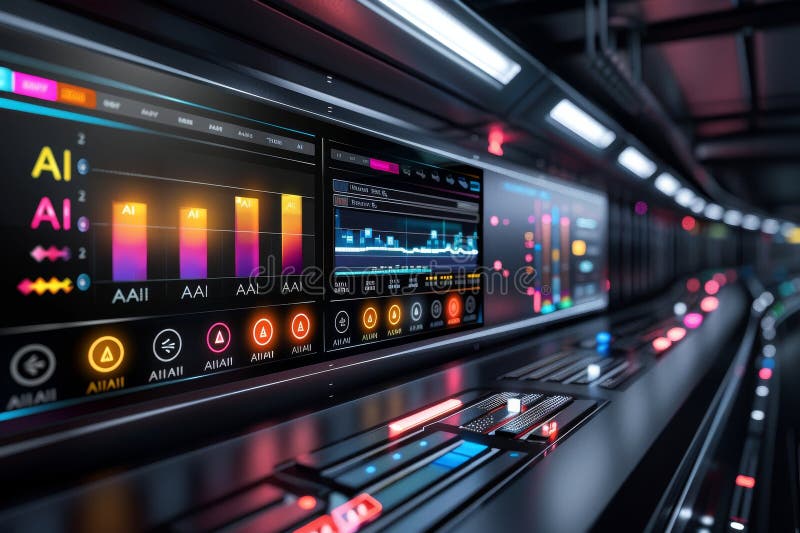 AI Interface with Vibrant Neon Lights and Intricate Details in a High ...