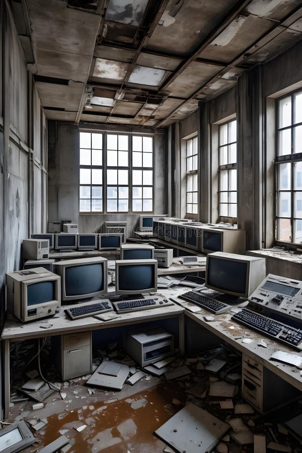The Interior of a Decayed, Abandoned Brutalist Concrete Building ...