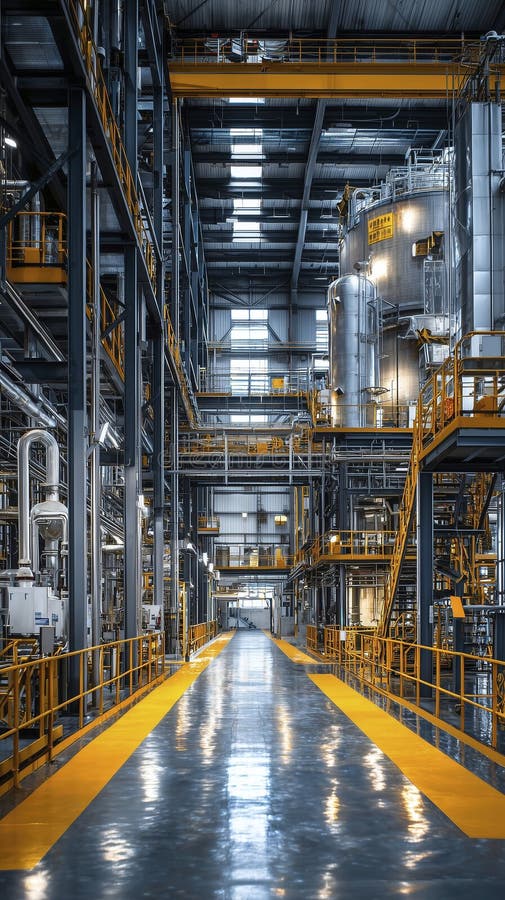AI-generated Interior Scenes of Modern Industrial Facilities Stock Illustration - Illustration ...