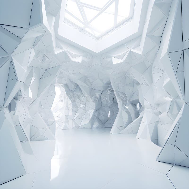 AI Generated Interior Space Featuring White Triangular-shaped Room ...