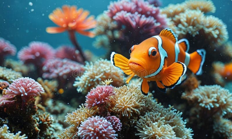 Clown fish in aquarium stock illustration. Illustration of multicolored ...