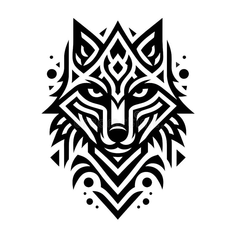 AI-generated Intricate Black and White Tribal Wolf Design with ...