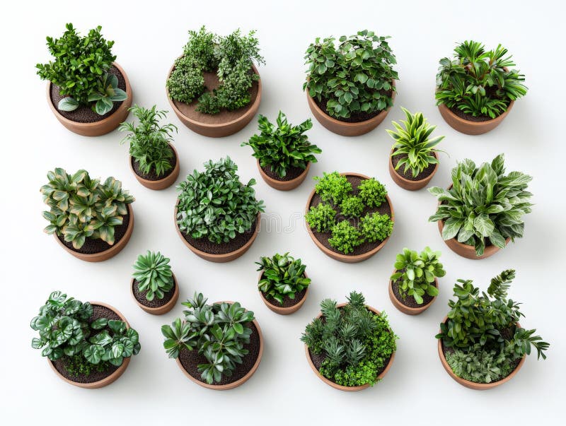 Isolated Group of Round Succulent Varieties Arranged in Grid Pattern on ...