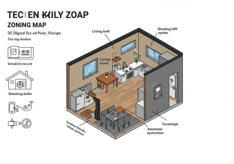 AI-generated Isometric Floor Plan of a Compact Living Space. Includes ...