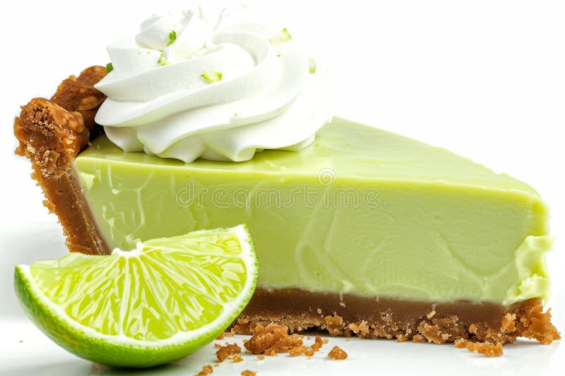 Key Lime Pie Slice with Whipped Cream and Lime Garnish, Capturing the ...