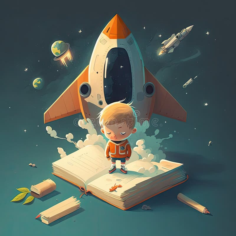 Ai Generated Kid Like To Read Book Imagine Exploring Stock Illustration ...