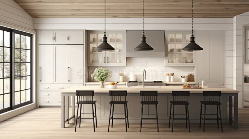 AI Generated Kitchen Interior Stock Illustration - Illustration of ...