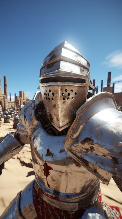 AI-Generated Knight Awaiting Joust Challenge Stock Illustration ...