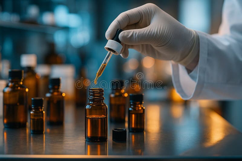 AI Generated Laboratory Scene with Gloved Hand Using Dropper To ...