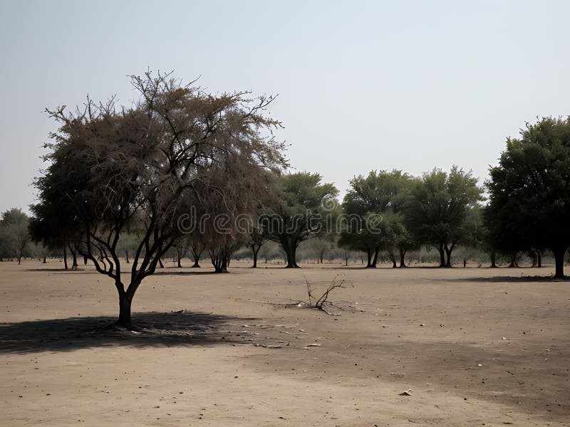 AI Generated Landscape Consisting of Trees in a Vast Dry Land Stock ...