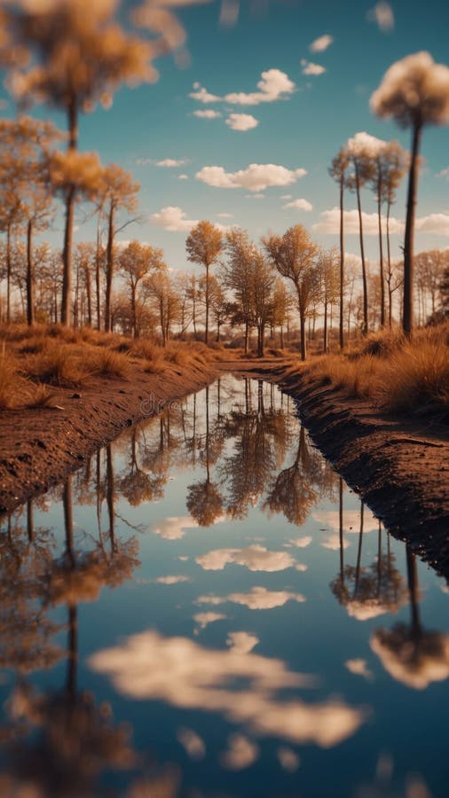 A Landscape Where the Ground is Made of Mirrors, Reflecting Infinite ...