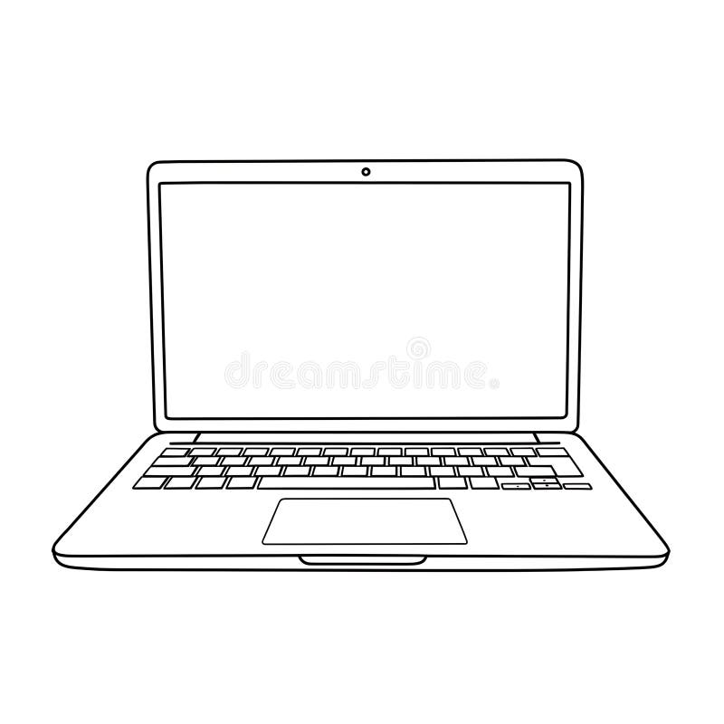 AI Generated Laptop Outline Stock Illustration - Illustration of device ...