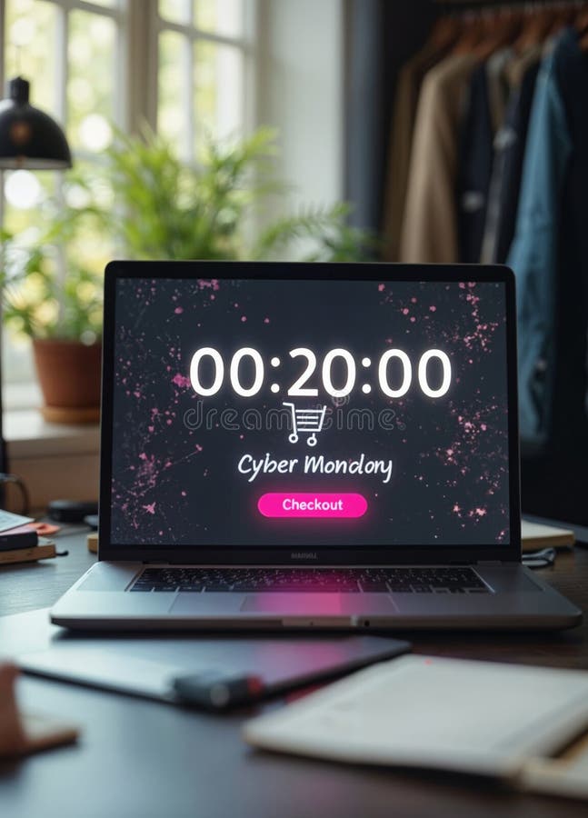 A Laptop on the Table with Cyber Monday Concept on Its Screen with ...