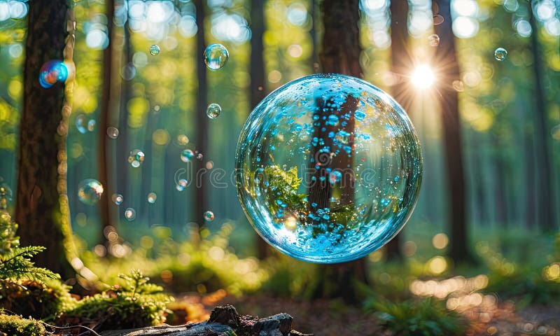 A Bubble in the Forest with Sunlight Shining on it. Stock Illustration ...