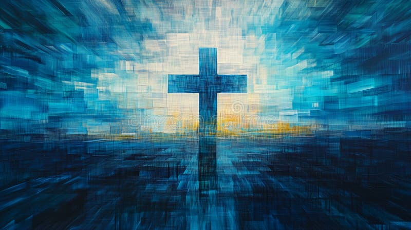 A Large Cross is Centrally Positioned in an Abstract Digital Art ...