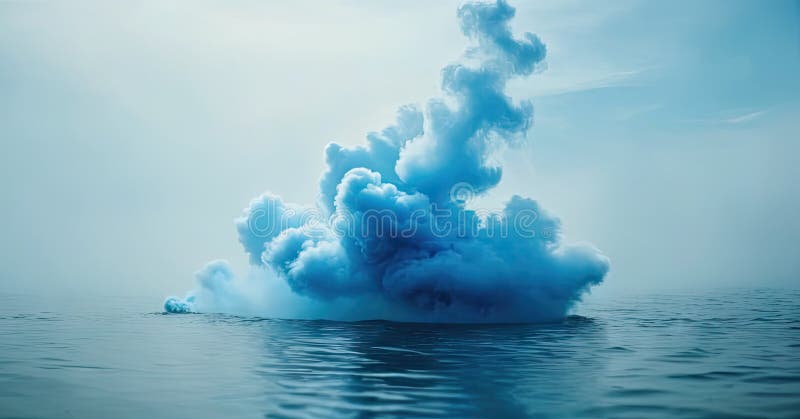 A Blue Cloud in the Sky Over the Ocean. Stock Illustration ...