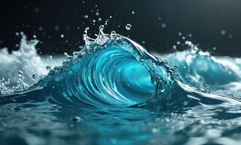 A Blue Wave is Crashing on the Shore. Stock Illustration - Illustration ...