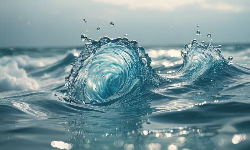 Two Waves are Crashing into Each Other in the Ocean. Stock Illustration ...