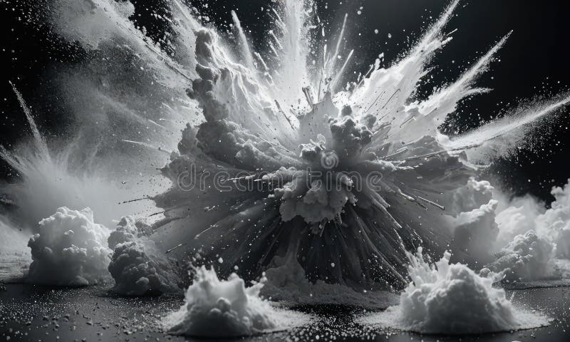 A Black and White Photo of a White Explosion. Stock Illustration ...