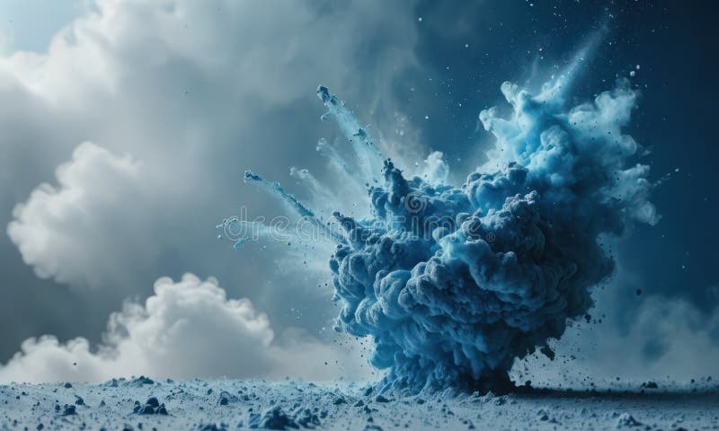A Blue Explosion in the Sky with a Cloud in the Background. Stock ...