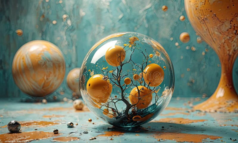 A Glass Ball with a Tree Inside of it. Stock Illustration ...