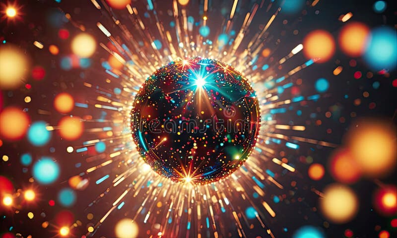 A Glowing Ball in the Center of a Black Background. Stock Illustration ...