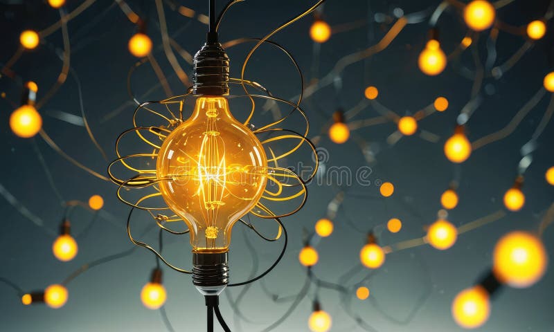 A Light Bulb is in the Center of a Bunch of Other Light Bulbs. Stock ...