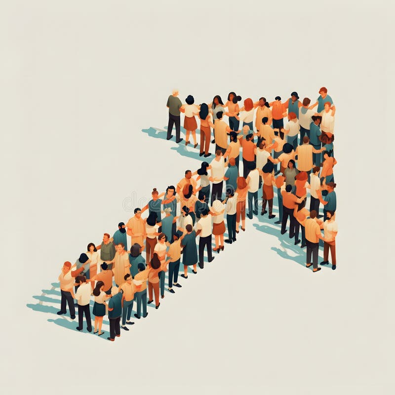 AI-Generated Large Group of People Forming a Stylized Arrow Stock ...